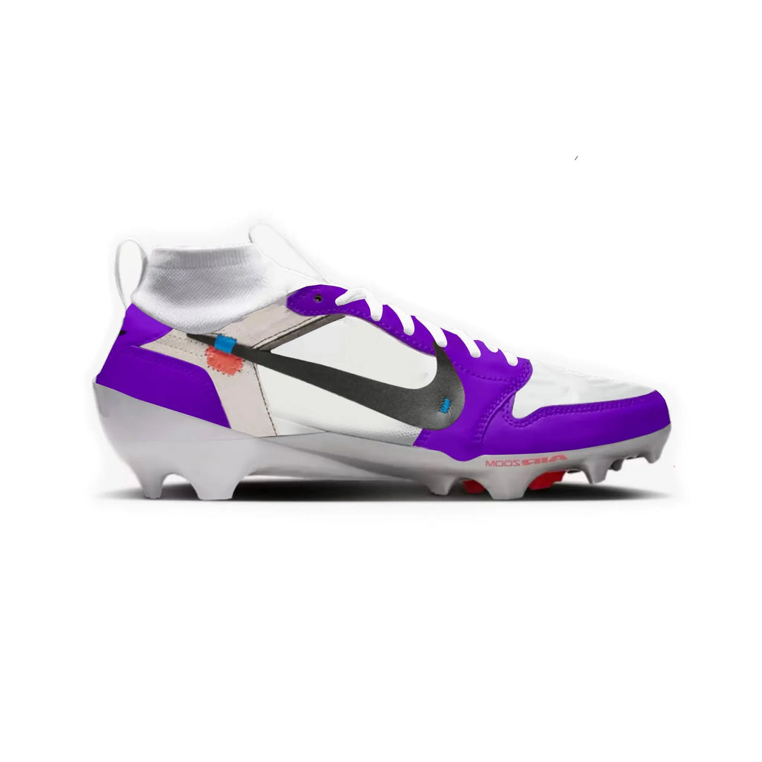 OW Jordan 1 Cut & Sew Material Football Cleats - Gameday Custom Cleats ...