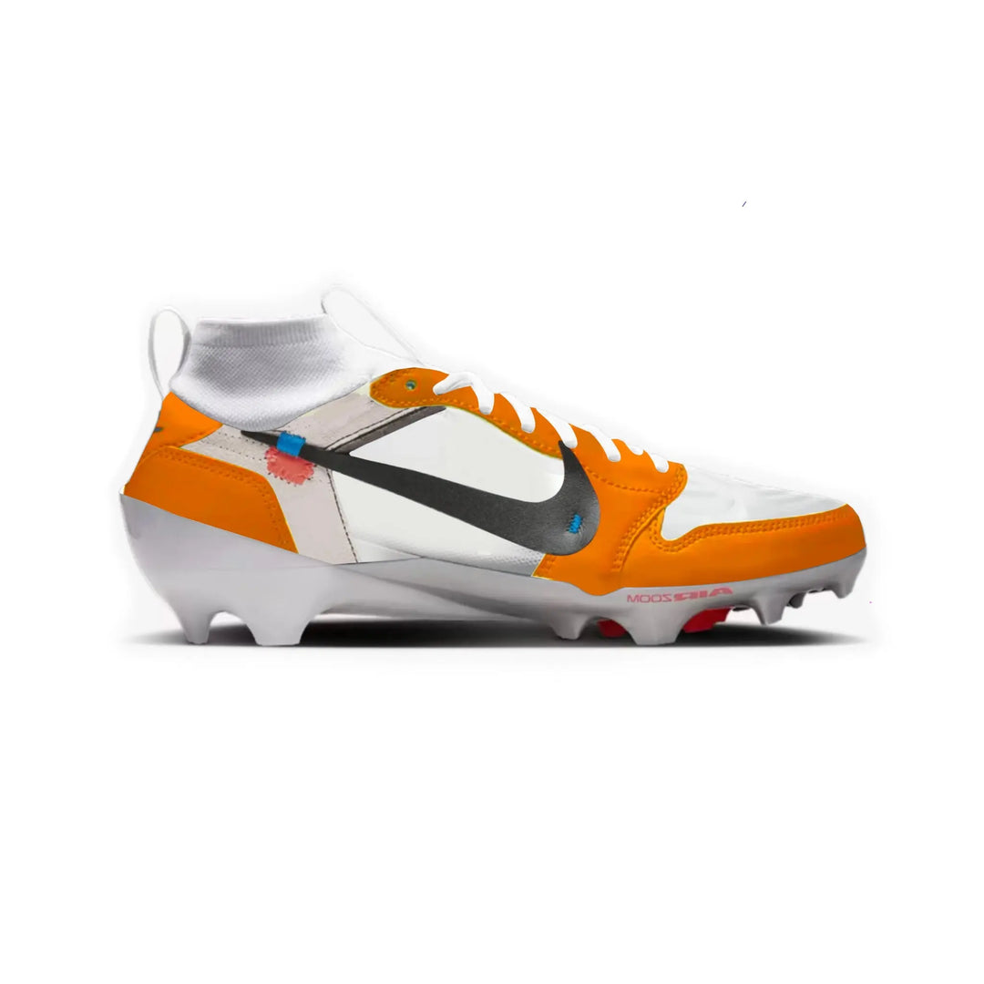 OW Jordan 1 Cut & Sew Material Football Cleats - Gameday Custom Cleats ...